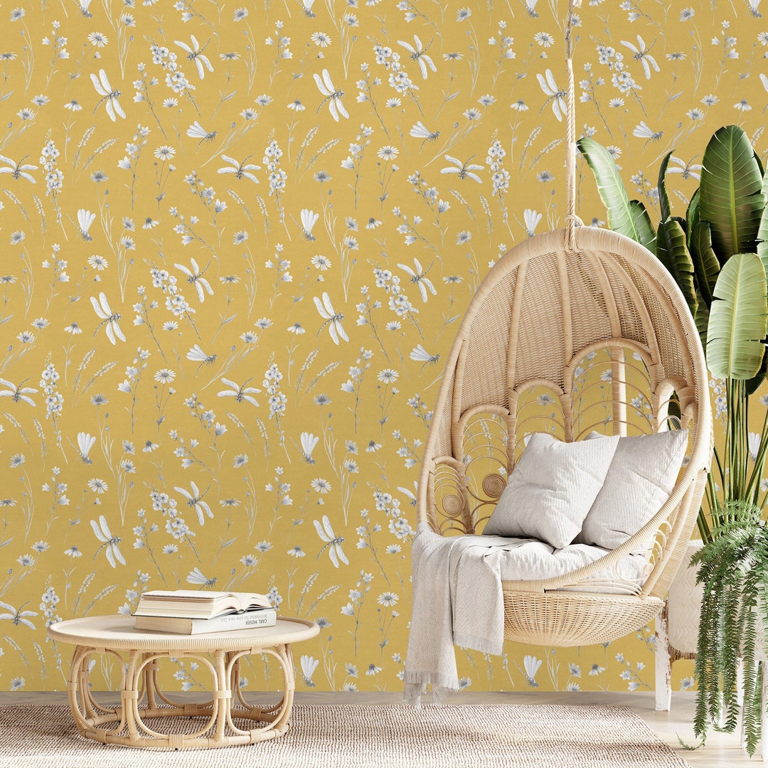 Boho Wallpaper With Grey Pattern Natural Print PVC Free, Peel and Stick ...