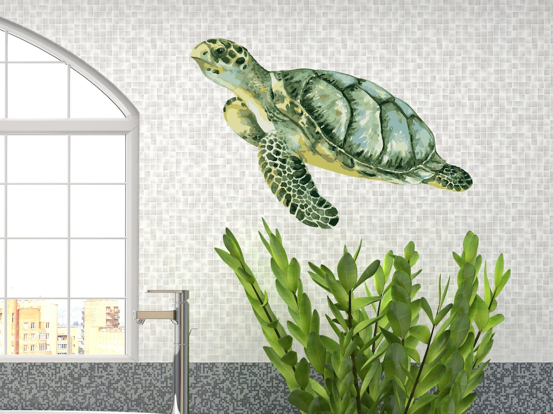 Bathroom Stickers. Turtle Wall Decals. Turtle Wall Bathroom Decor. Sea ...