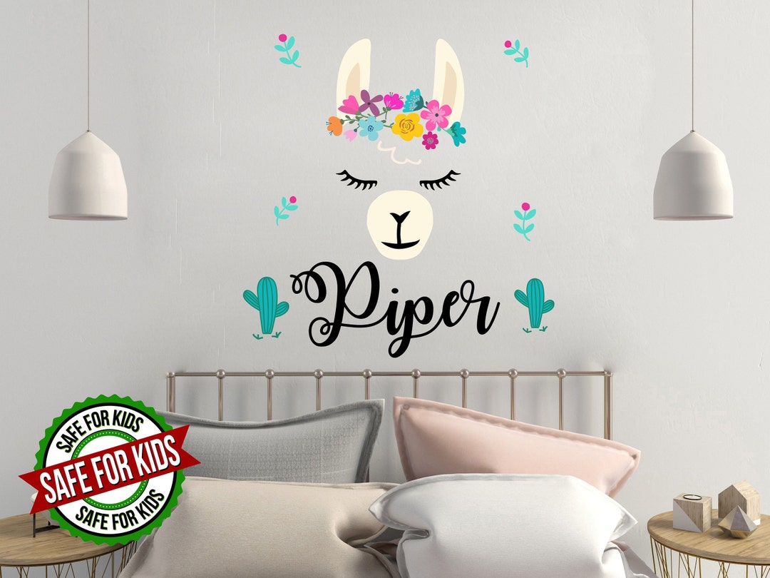 Llama Wall Decal / Personalized Girls Name Decals / Alpaca Llama ...