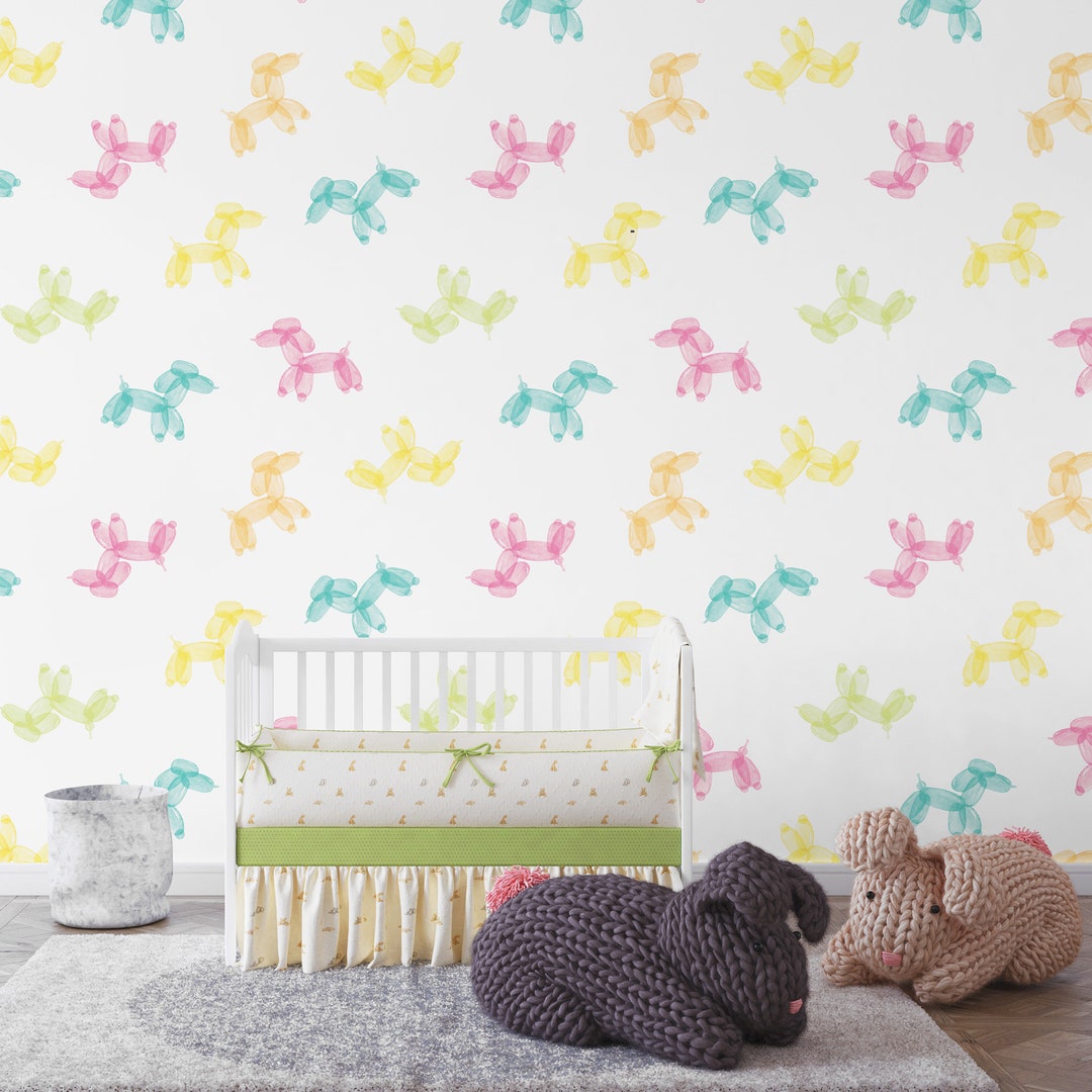 Balloon Dog Theme Wall Mural Peel and Stick, Colorful Wallpaper for ...