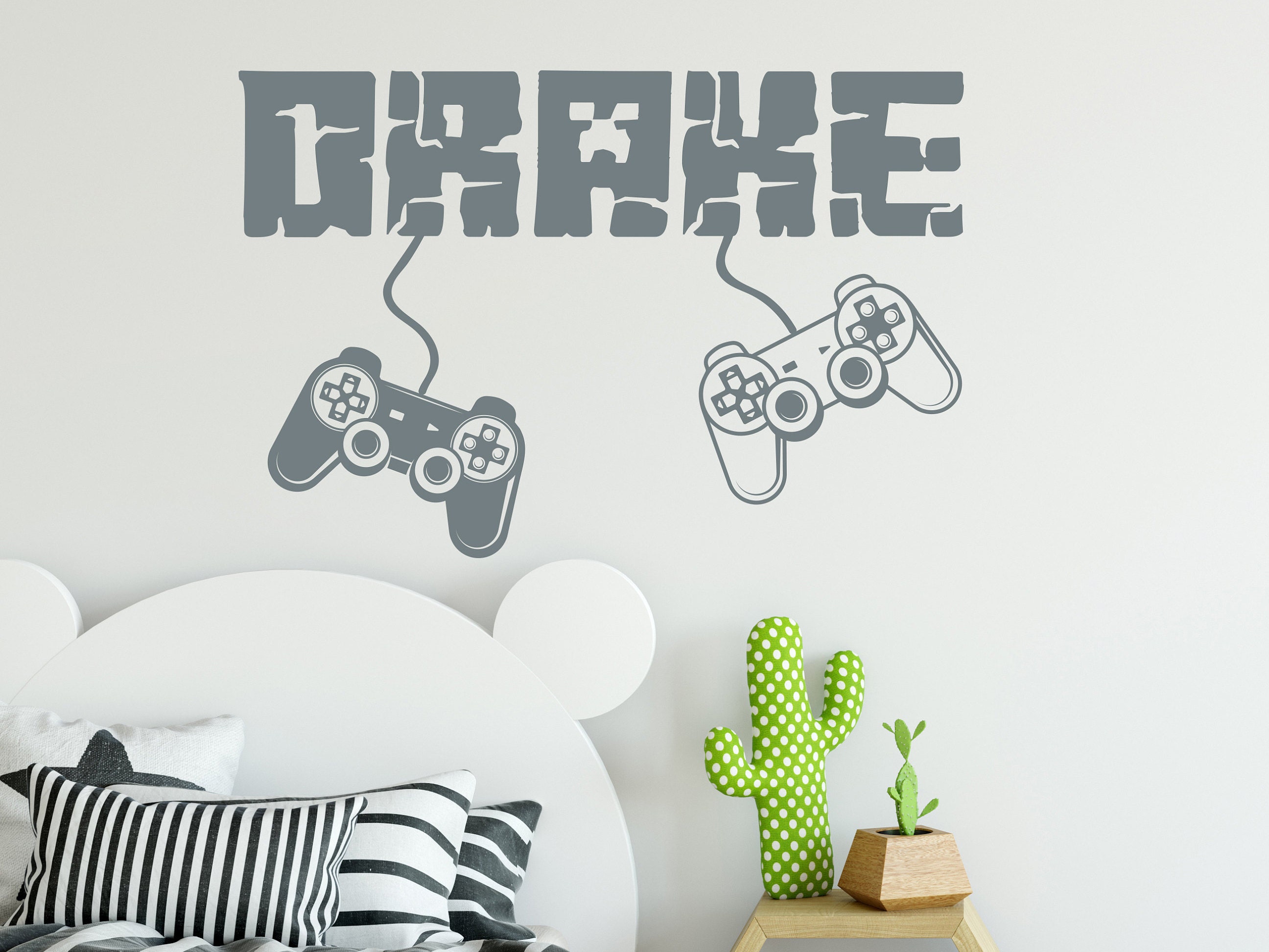 Gamer Custom Name Wall Decal - Personalized Name Boy Wall Sticker ...