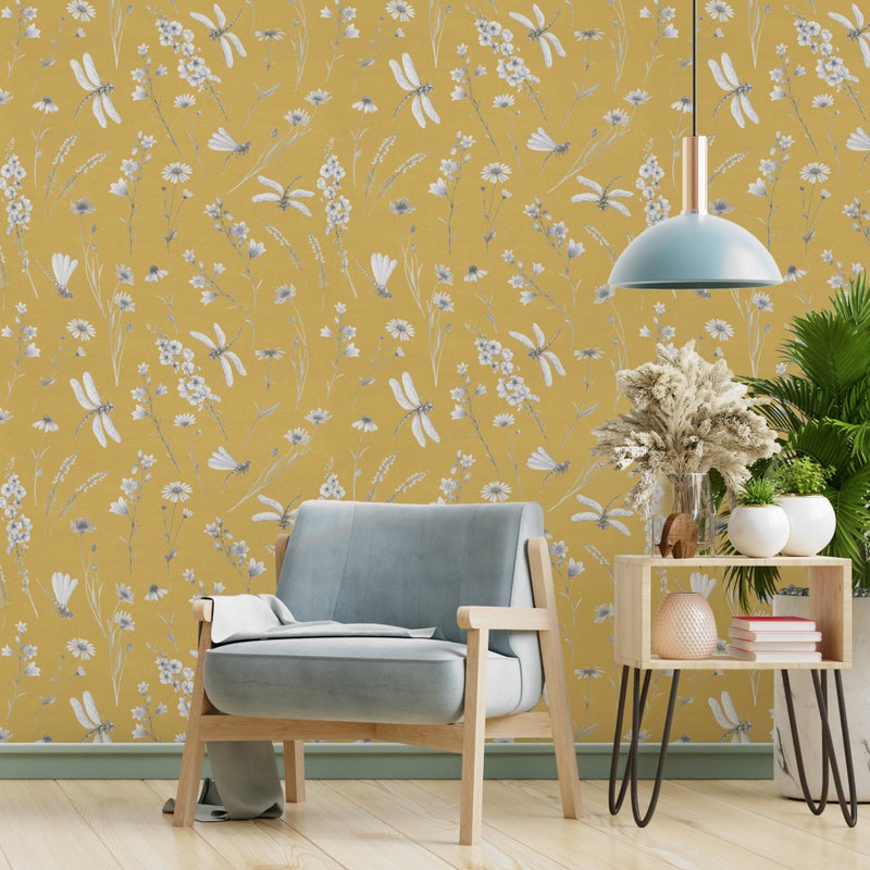 Ochre Wallpaper - Etsy
