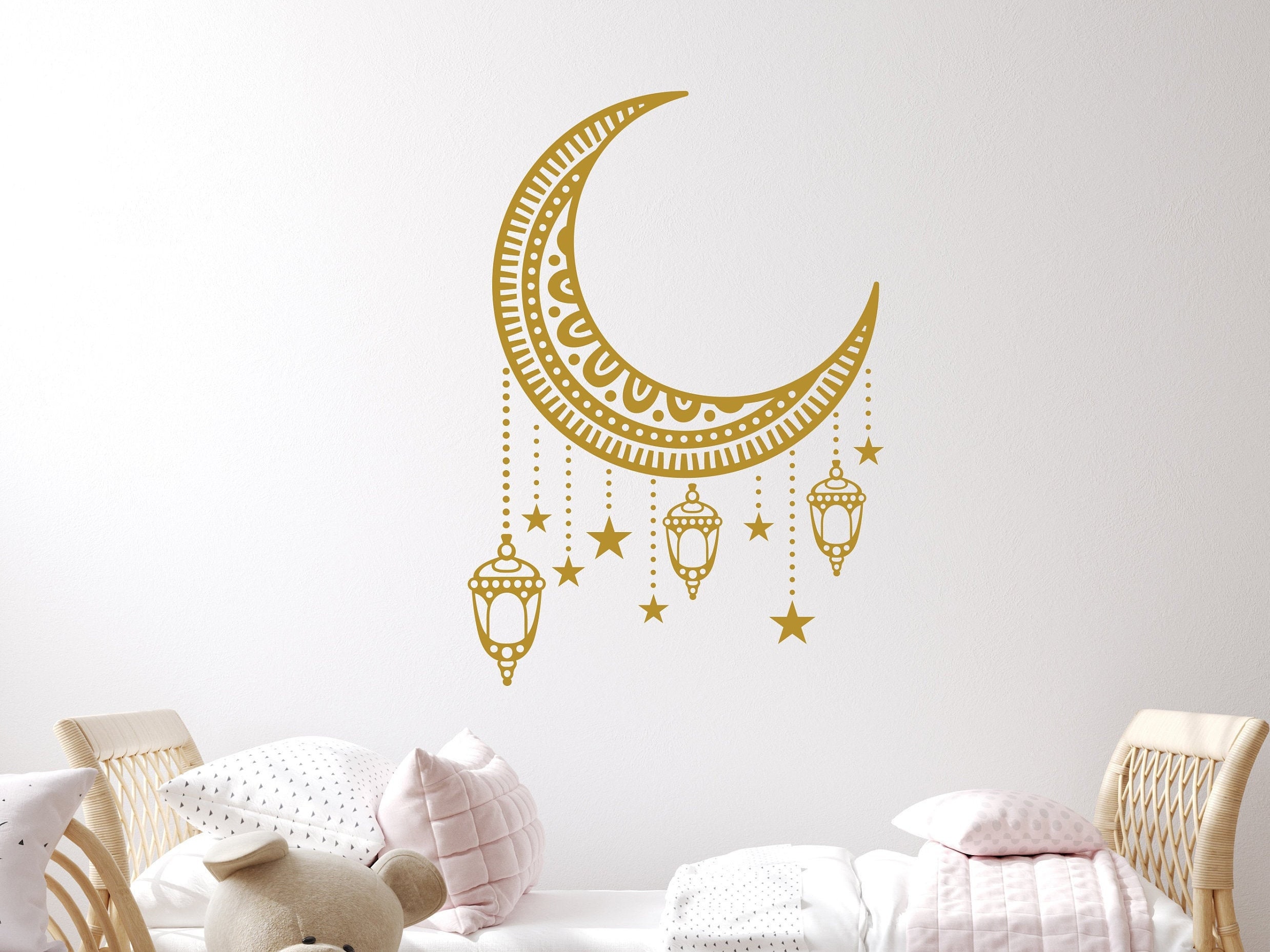 Stars and Moon Wall Decals. Wall Decal. Boho Style. Kids Room Wall ...