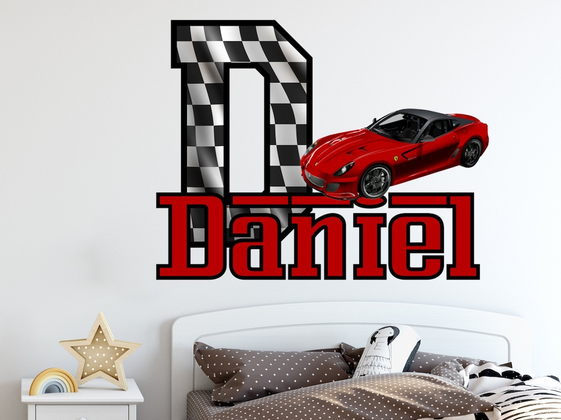 Race Car Personalize Name Wall Decal. Emblem Race Car. - Etsy