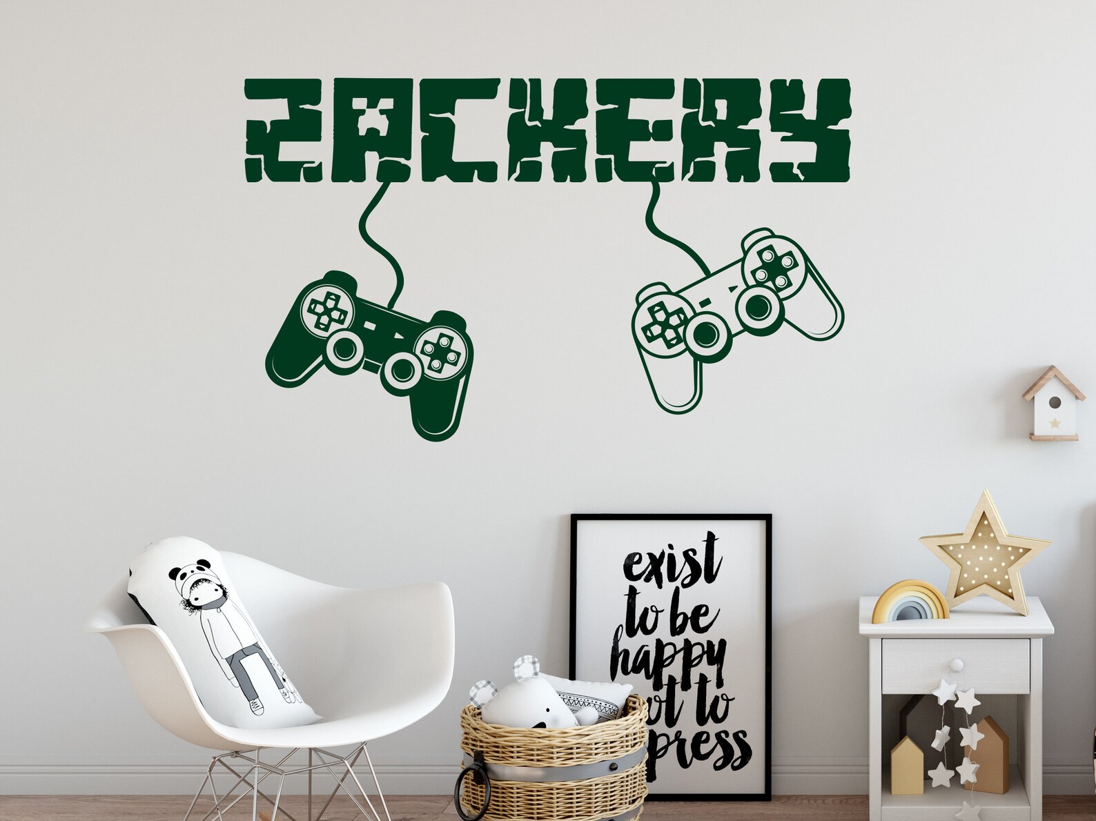 Gamer Custom Name Wall Decal - Personalized Name Boy Wall Sticker ...