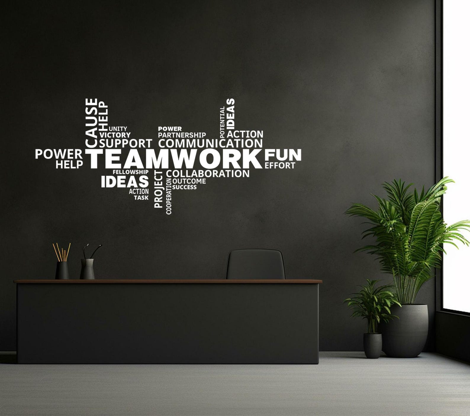 Teamwork Wall Decal, Office Wall Art Success Quote, Office Decor ...