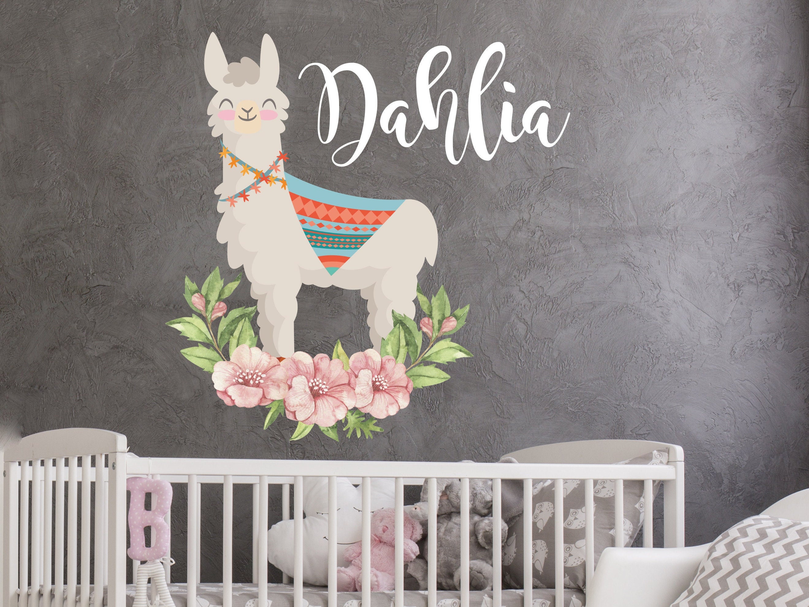 Llama Wall Decals / Custom Personalized Girls Name / Alpaca - Etsy