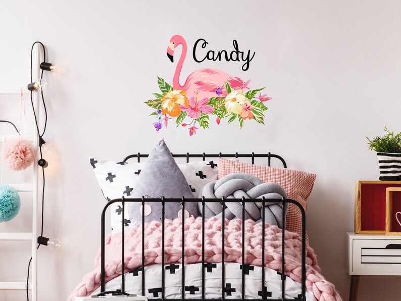 Flamingo Custom Girl Name Wall Decal Animal Nursery Decor - Etsy
