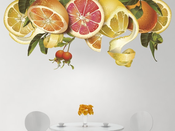 Citrus Fruits Wall Decals Fruits Colorful Wall Sticker - Etsy