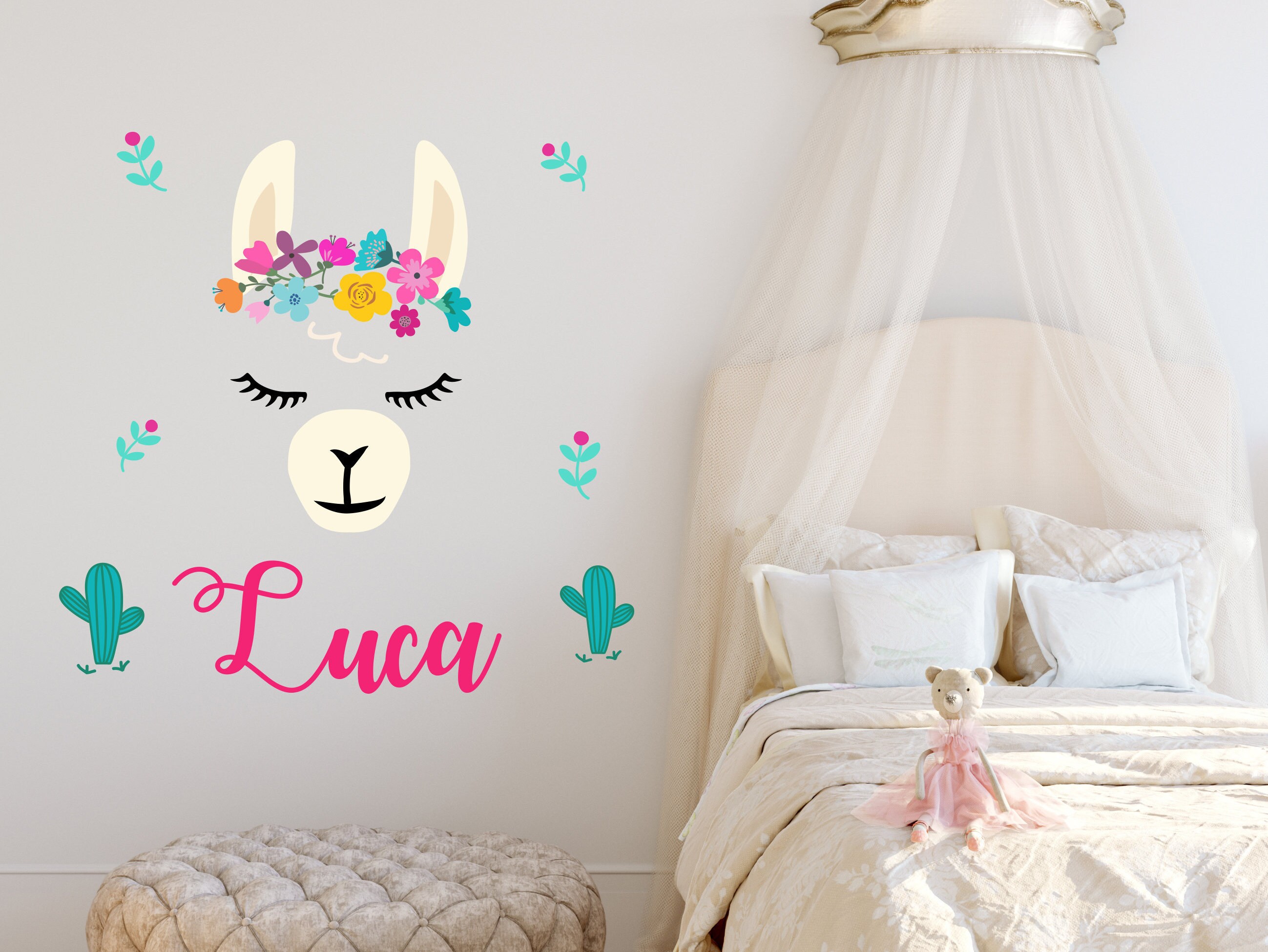 Llama Wall Decal / Personalized Girls Name Decals / Alpaca - Etsy
