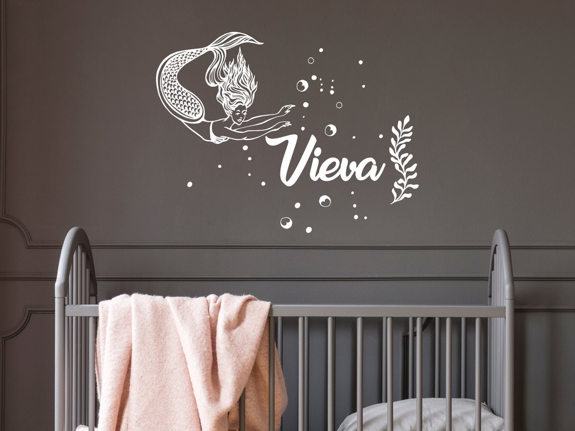 Mermaid Name Wall Decal - Mermaid Decal- Nursery Stickers - Girls Room ...