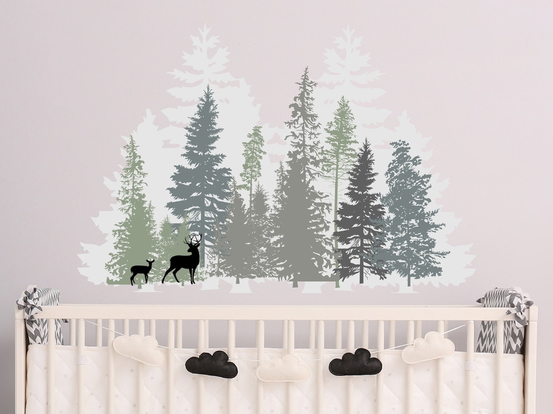 Tree Forest Wall Decals Forest Wall Sticker Tree Forest - Etsy