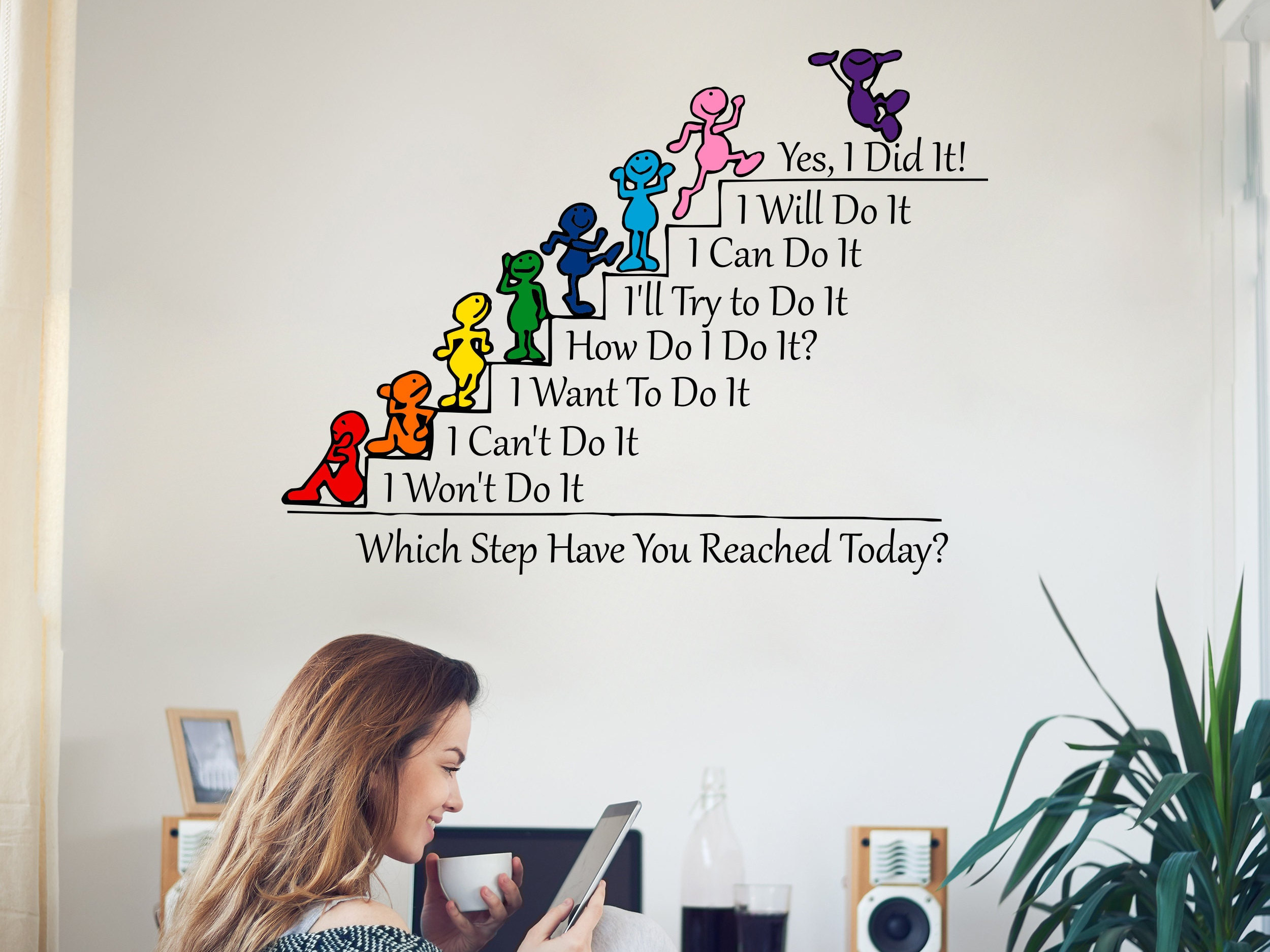 Office Decal Which Step Have You Reached Today. Motivation Quote Wall ...