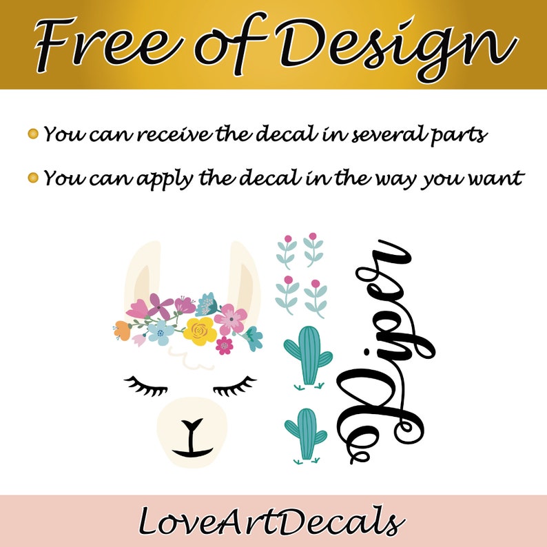 Llama Wall Decal / Personalized Girls Name Decals / Alpaca Llama ...