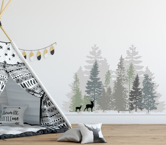 Tree Forest Wall Decals Forest Wall Sticker Tree Forest | Etsy