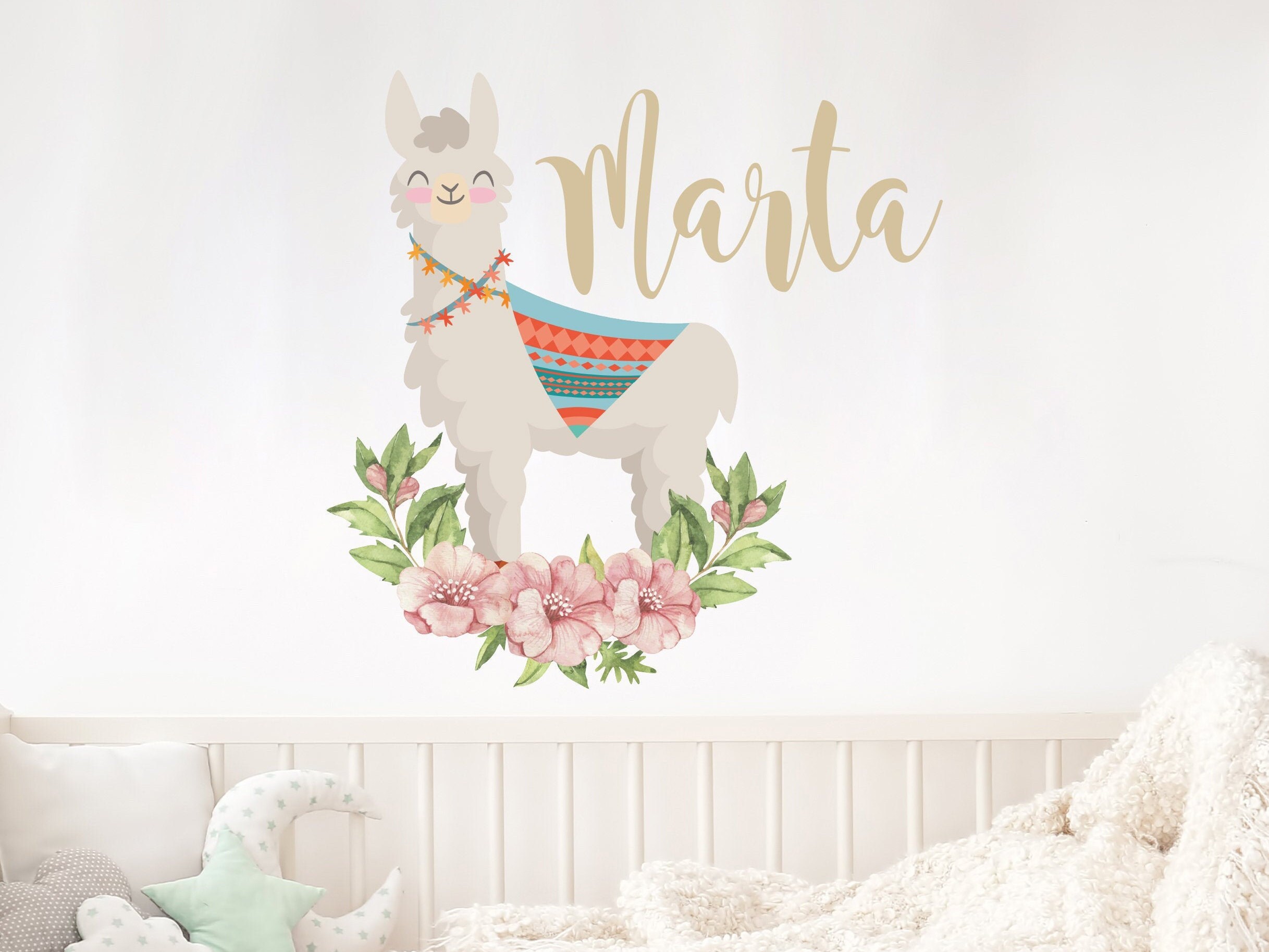 Llama Wall Decals / Custom Personalized Girls Name / Alpaca - Etsy