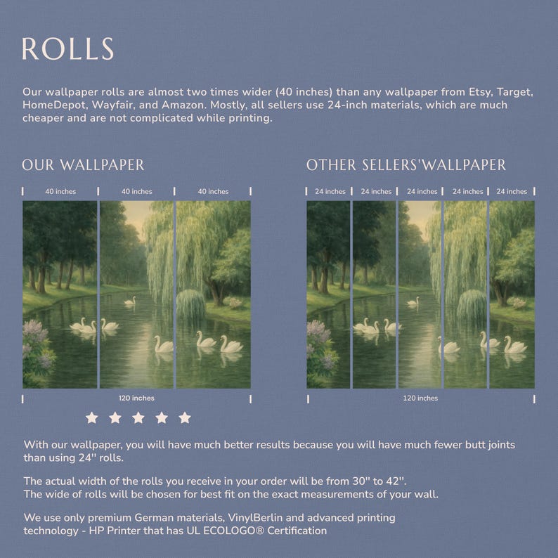 Swan Lake Peel and Stick Wall Mural, Calm Landscape Nature Wallpaper ...