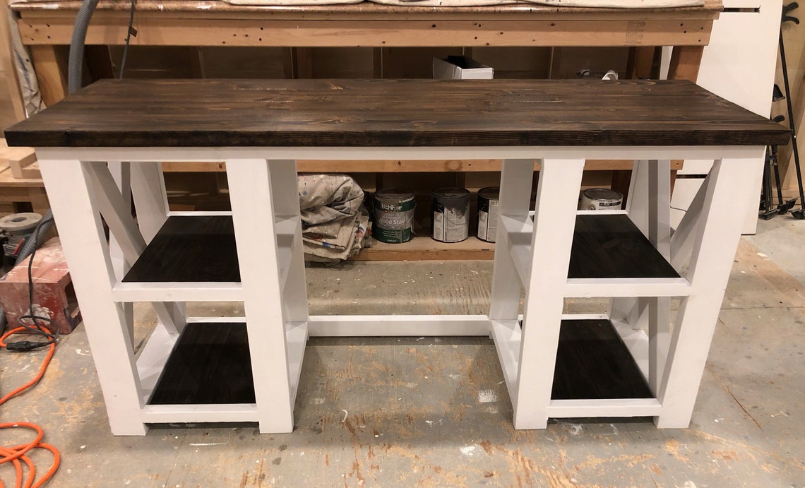 Rustic Farmhouse Desk With Shelves - Etsy