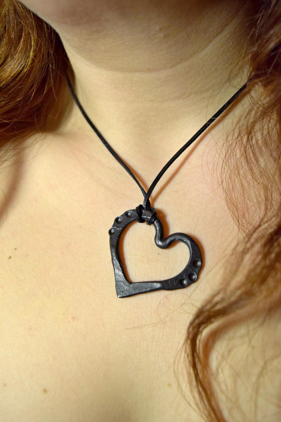 Hand Forged Steel Heart Necklace - Etsy