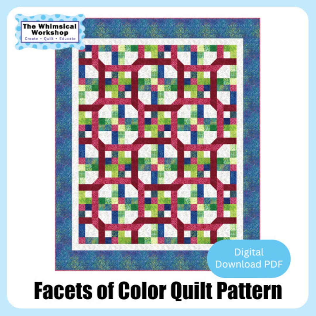 Facets of Color Pieced Quilt Pattern, Digital Sewing Instructions ...