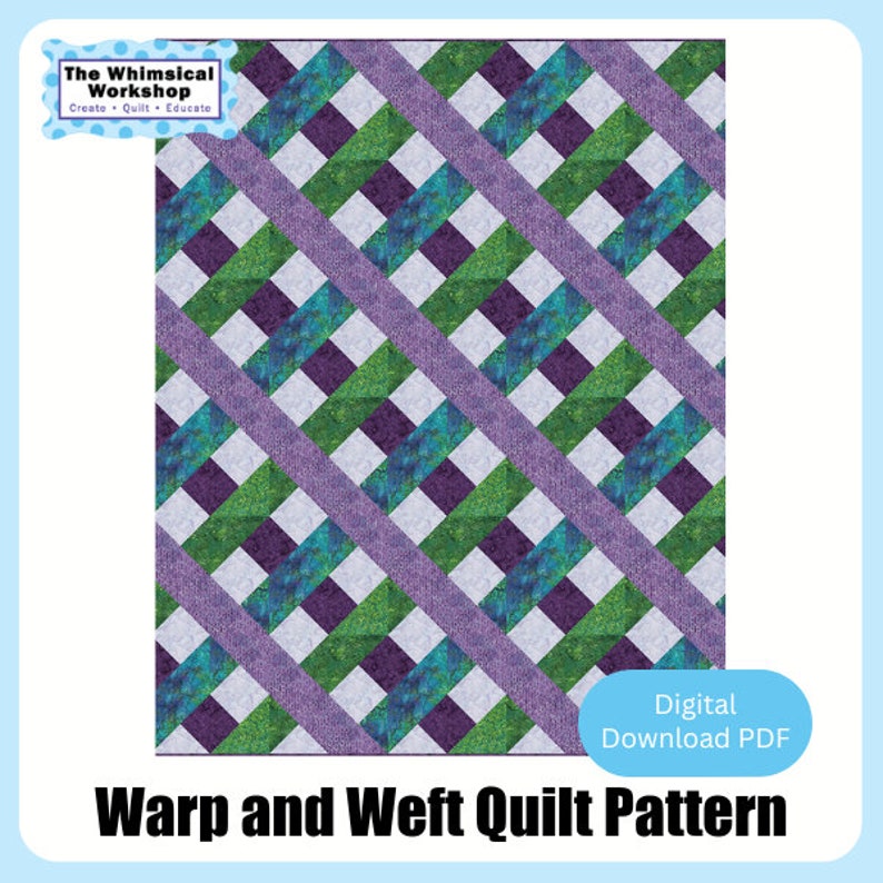 Warp and Weft Pieced Quilt Pattern, Digital Sewing Instructions ...