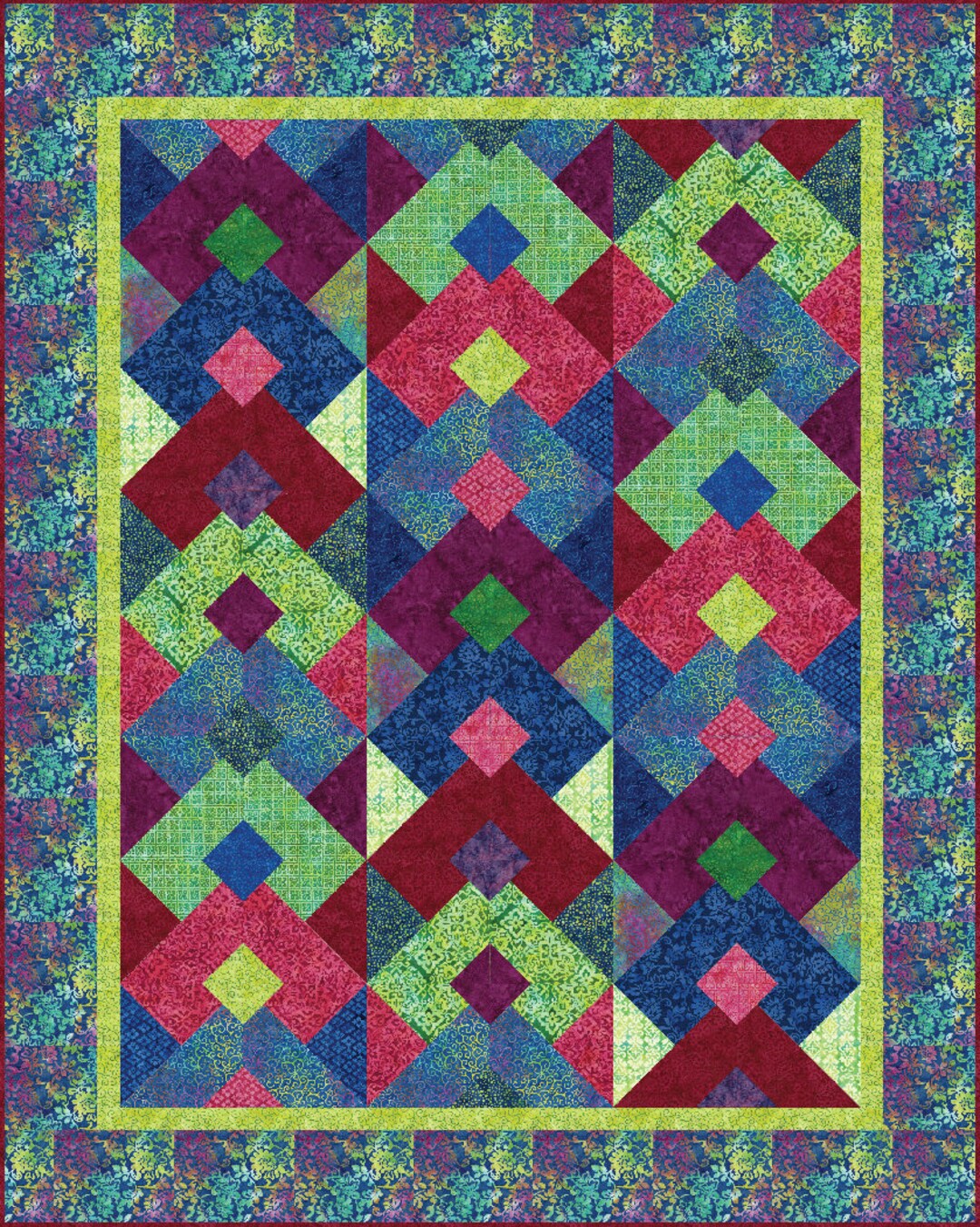 Facets of Color Pieced Quilt Kit | Island Batiks Fabric for Quilt Top ...