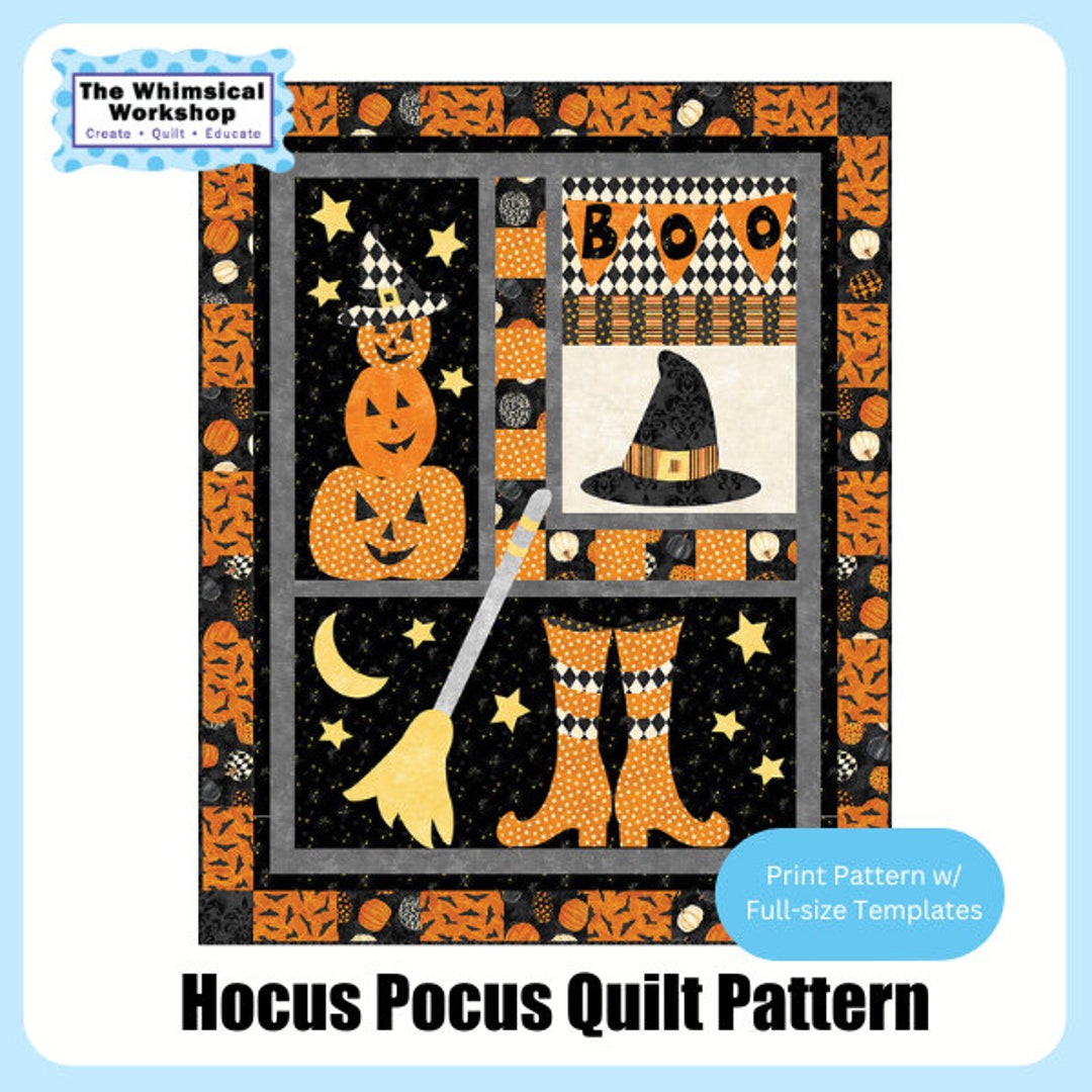 Hocus Pocus Wall Halloween Fusible Applique Quilt Pattern, Paper Sewing ...