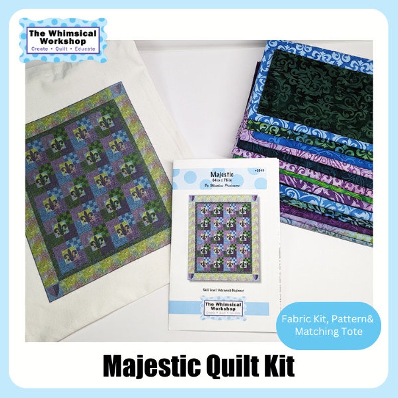 Majestic Quilt Kit Includes Island Batiks Fabric for Quilt Top, Binding, Paper Pattern ...