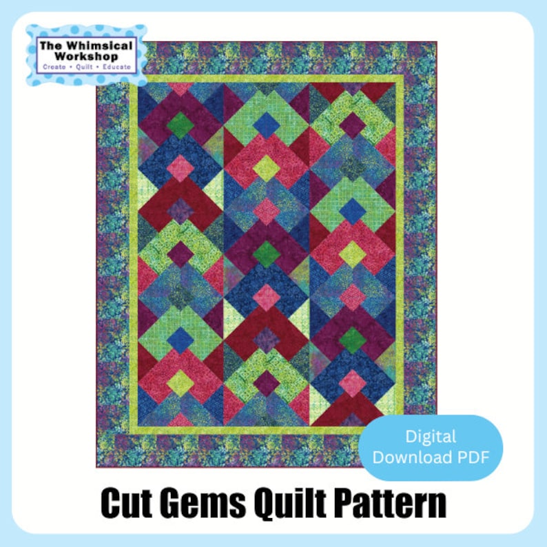Cut Gems Pieced Quilt Pattern, Digital Sewing Instructions Advanced ...