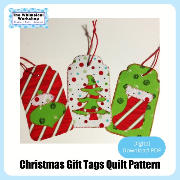 Christmas Gift Tags Pattern, Digital Sewing Instructions Advanced ...