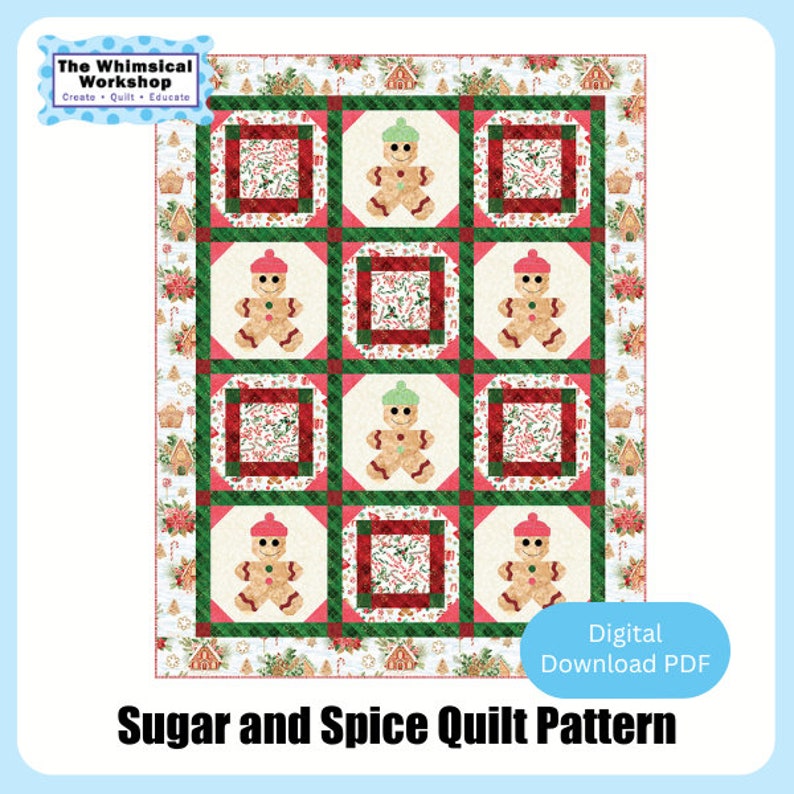 Sugar and Spice Pieced Quilt Pattern, Digital Sewing Instructions ...