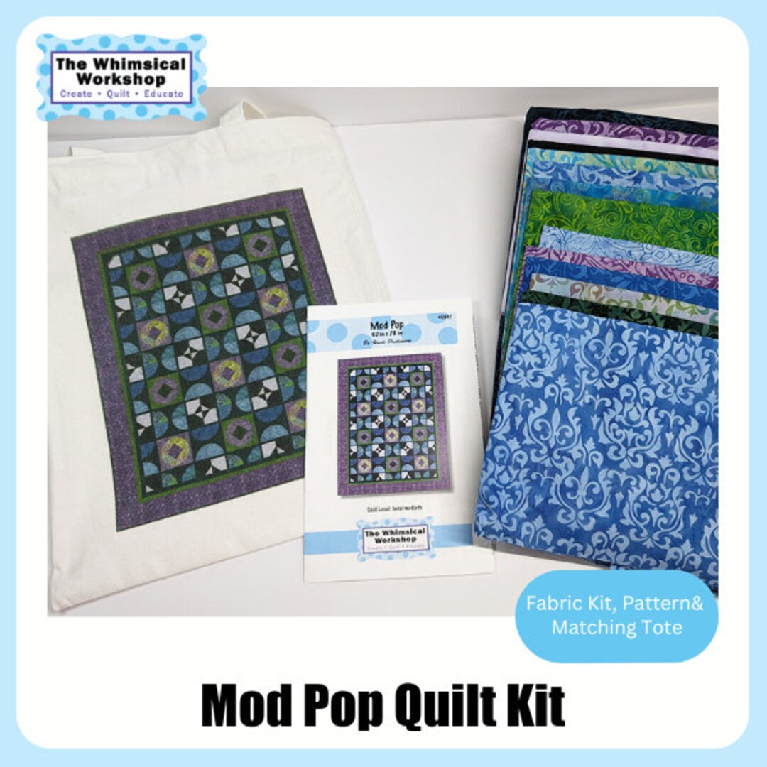 Mod Pop Pieced Quilt Kit Includes Island Batiks Fabric for the Quilt ...