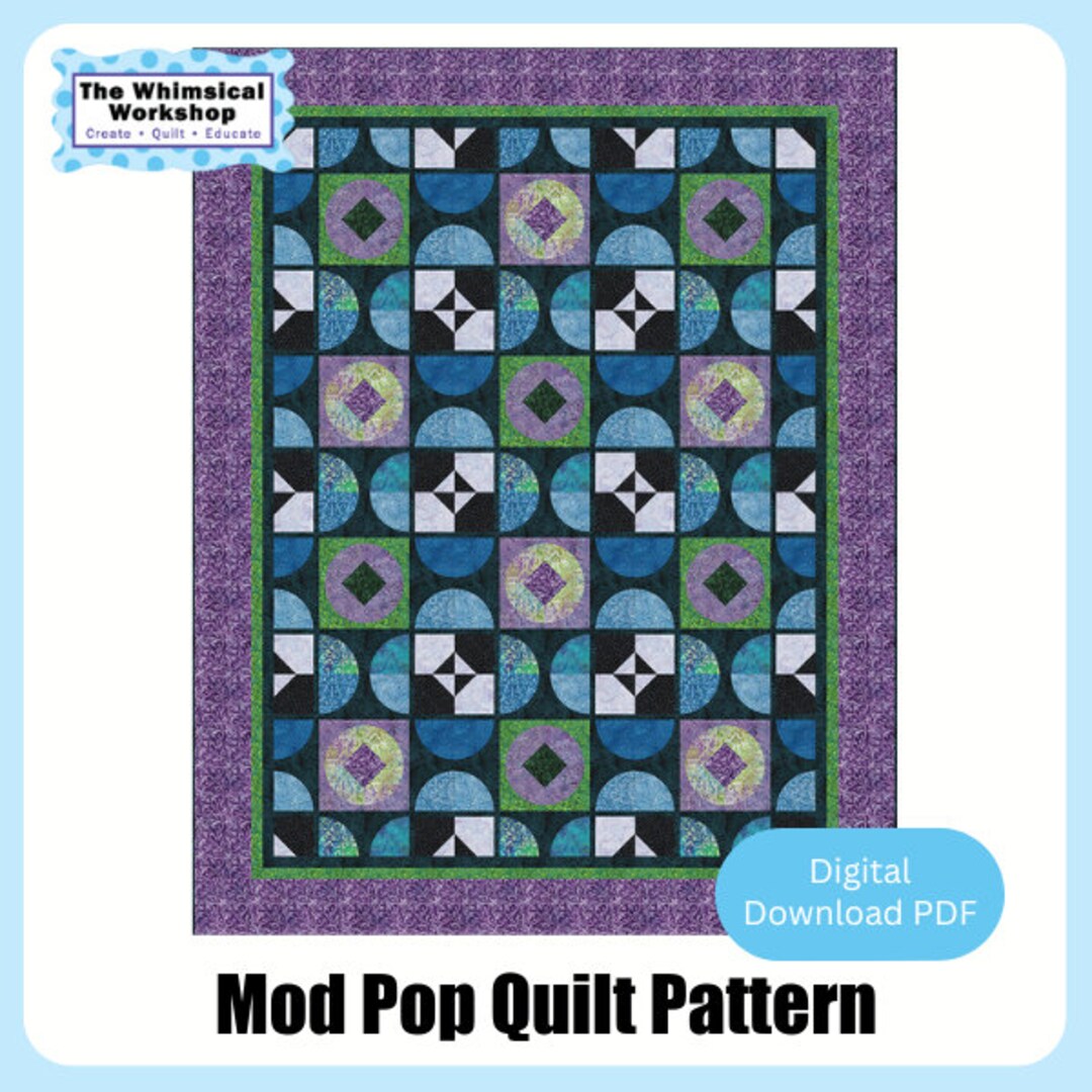 Mod Pop Pieced Quilt Pattern, Digital Sewing Instructions, Intermediate ...