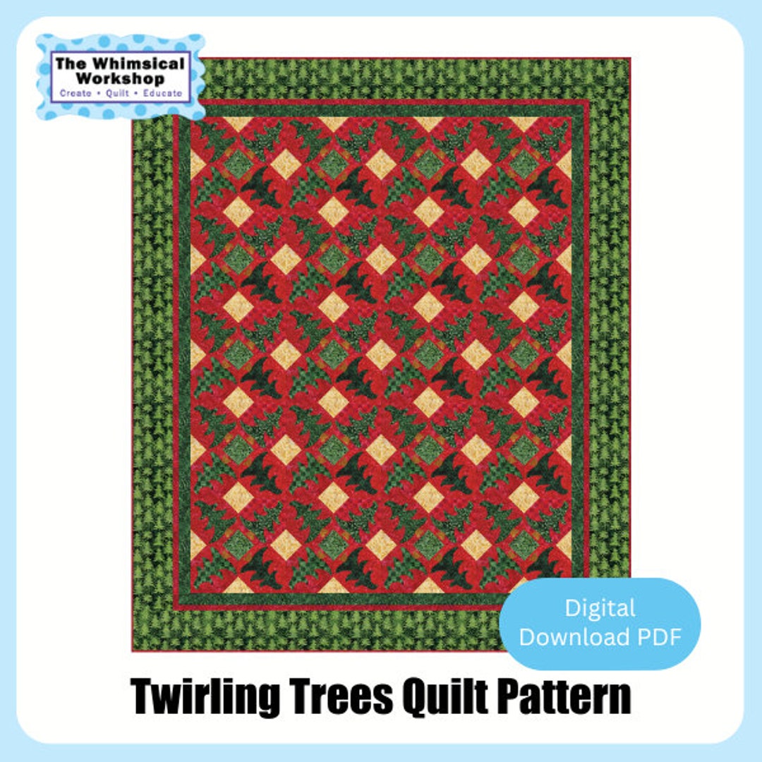 Twirling Trees Fusible Pieced Quilt Pattern, Digital Sewing ...
