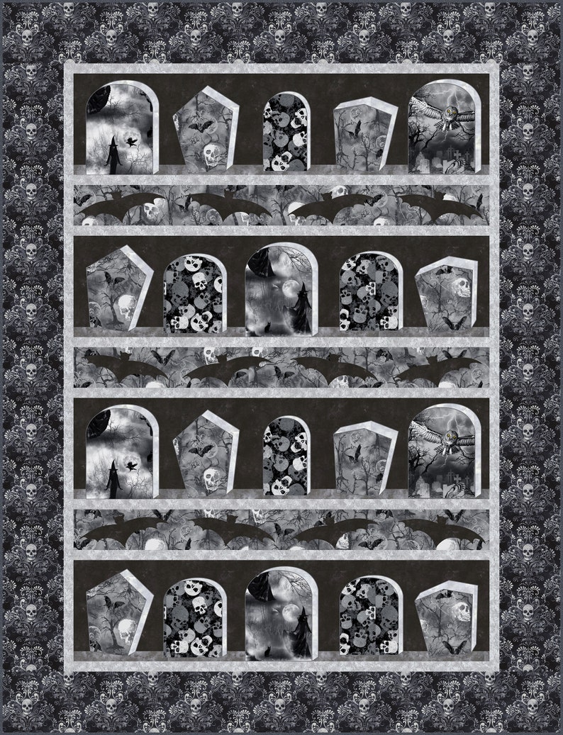 Spooky Quilt Pattern Halloween Fusible Applique Lap Quilt Adv. Beginner ...