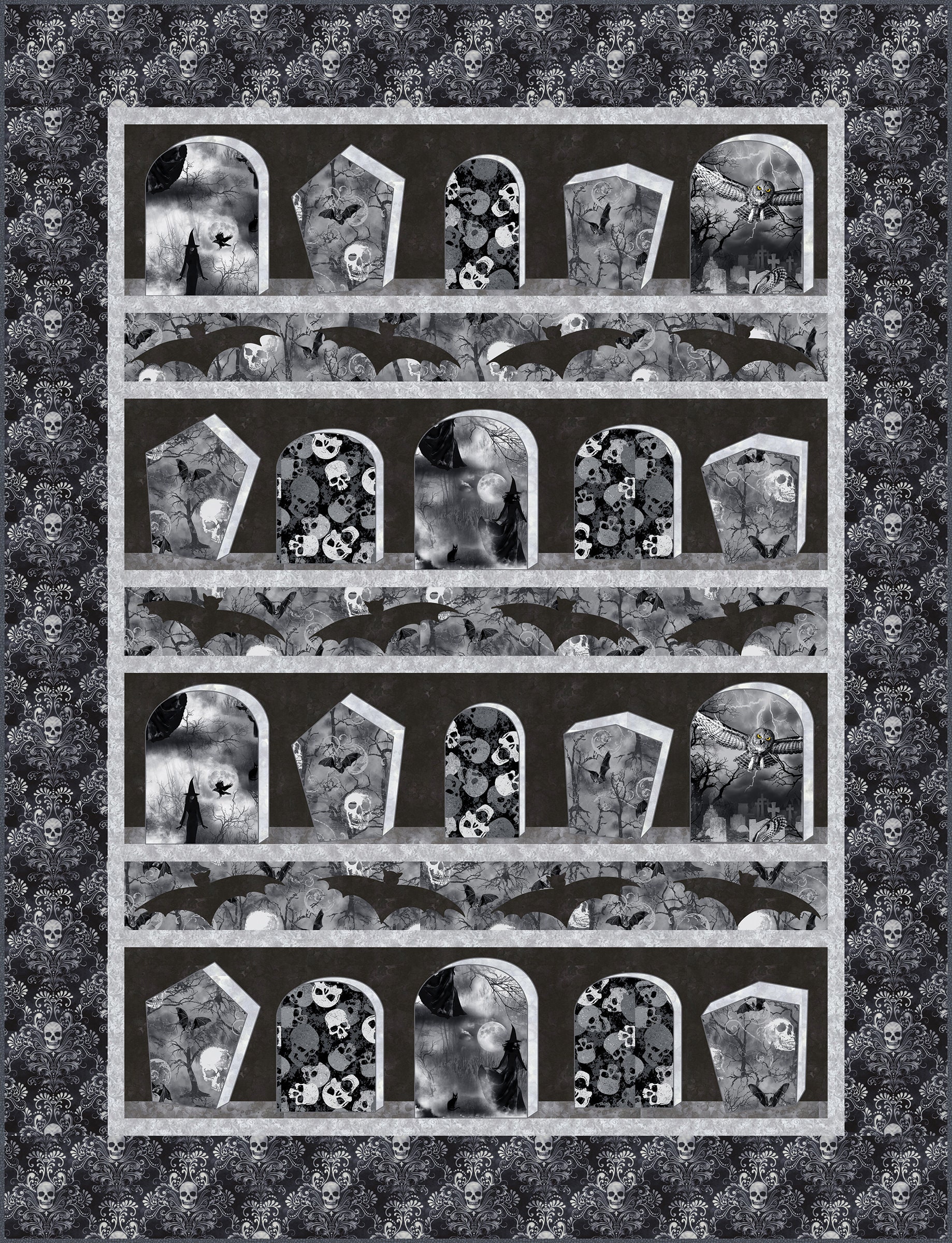 Spooky Night Fusible Applique and Pieced Quilt Pattern, Digital Sewing ...