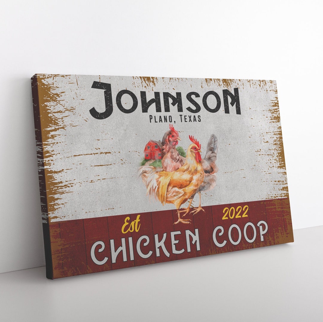 Personalized Rustic Chicken Coop Farmhouse Wall Art Canvas Dsign Gift ...