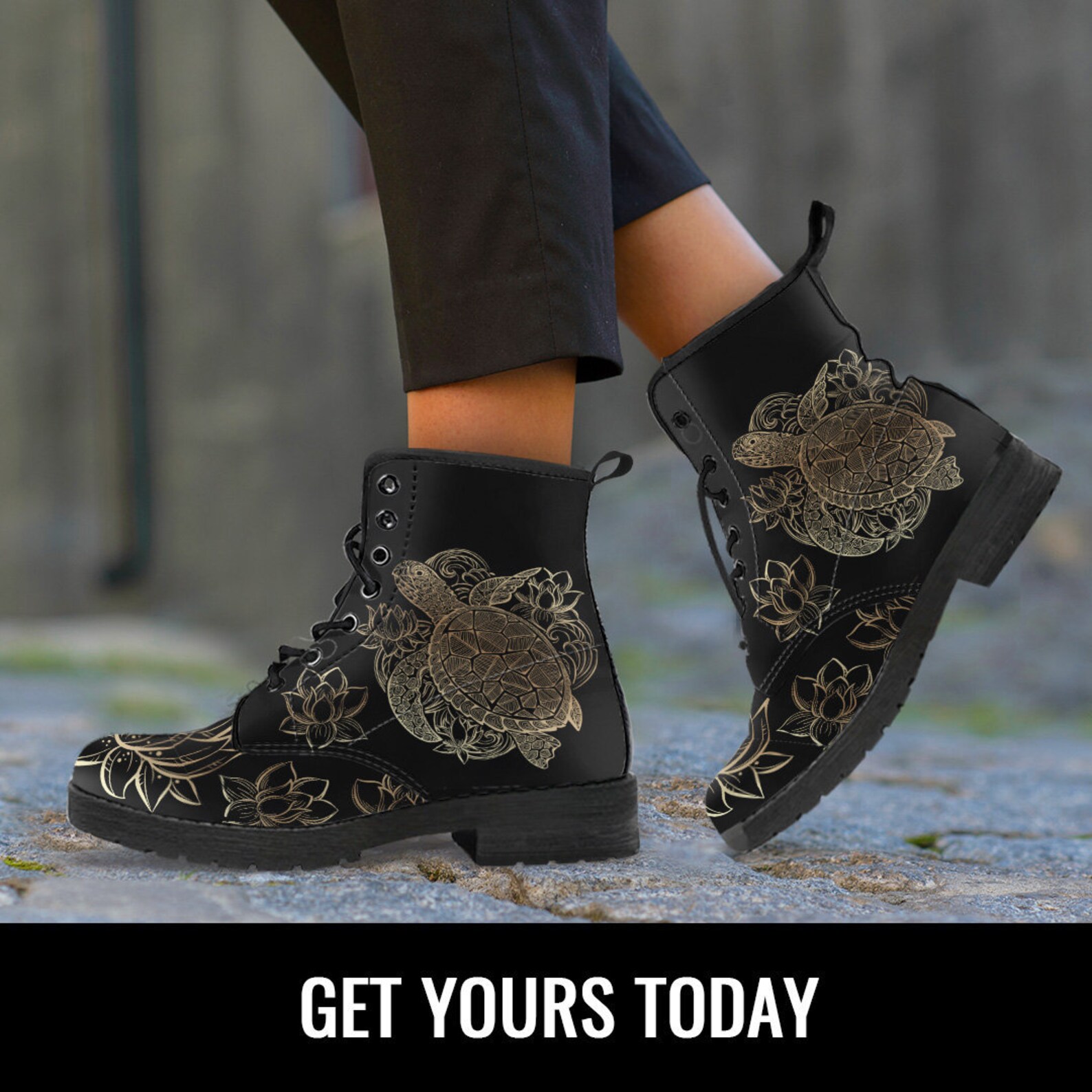 Sea Turtle Boots Booties, Sea Turtle Shoes Art, Turtle Lover Gift ...