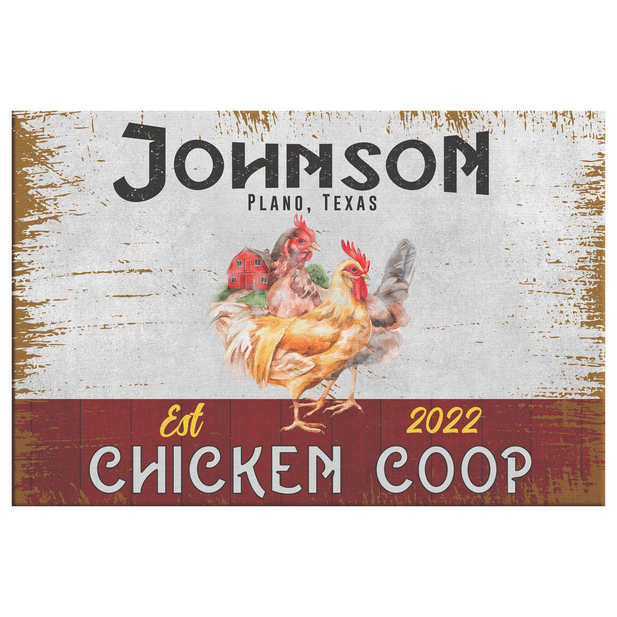 Personalized Rustic Chicken Coop Farmhouse Wall Art Canvas Dsign Gift ...
