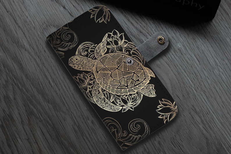 Sea Turtle Phone Wallet Case, Turtle Lover Gift Idea, Smartphone Card ...