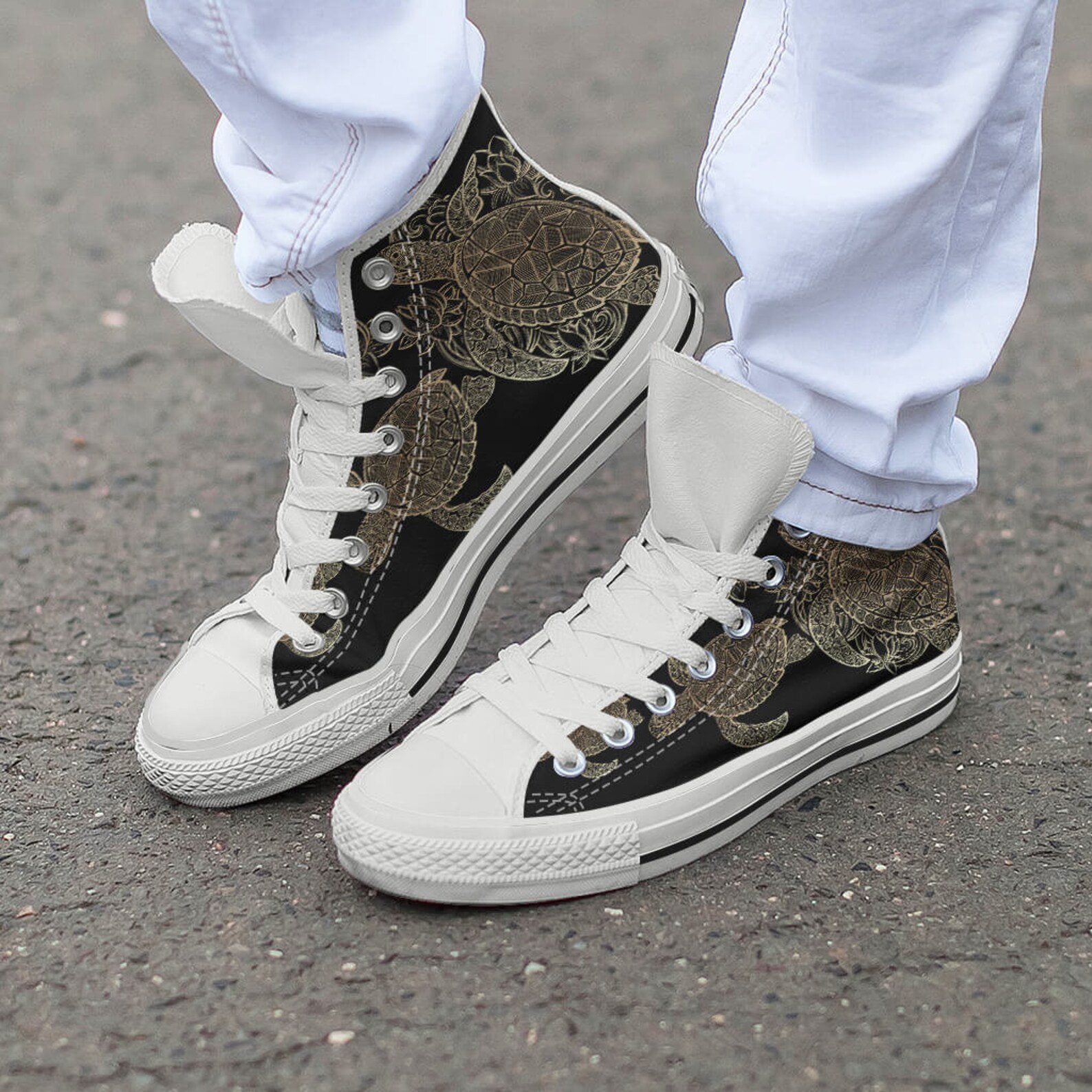 Sea Turtle Shoes Art, Footwear Turtles, Women's Shoes, White Black Sea ...