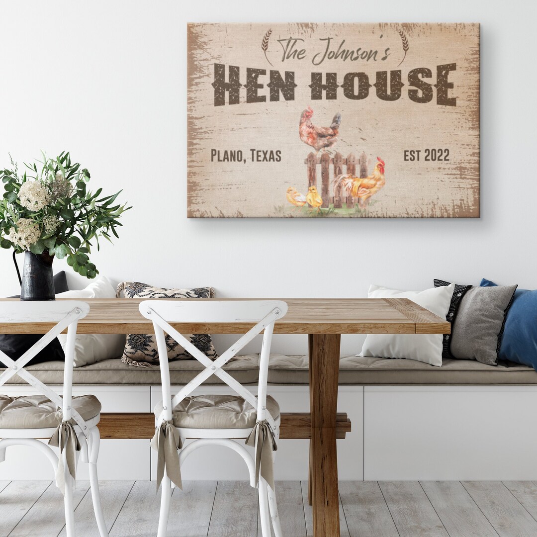 Personalized Hen House Chicken Farmhouse Rustic Welcome Canvas Sign ...