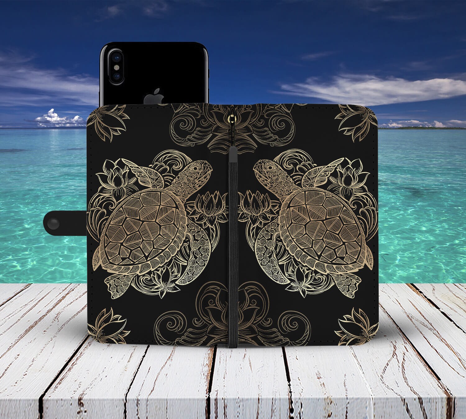 Sea Turtle Phone Wallet Case, Turtle Lover Gift Idea, Smartphone Card ...