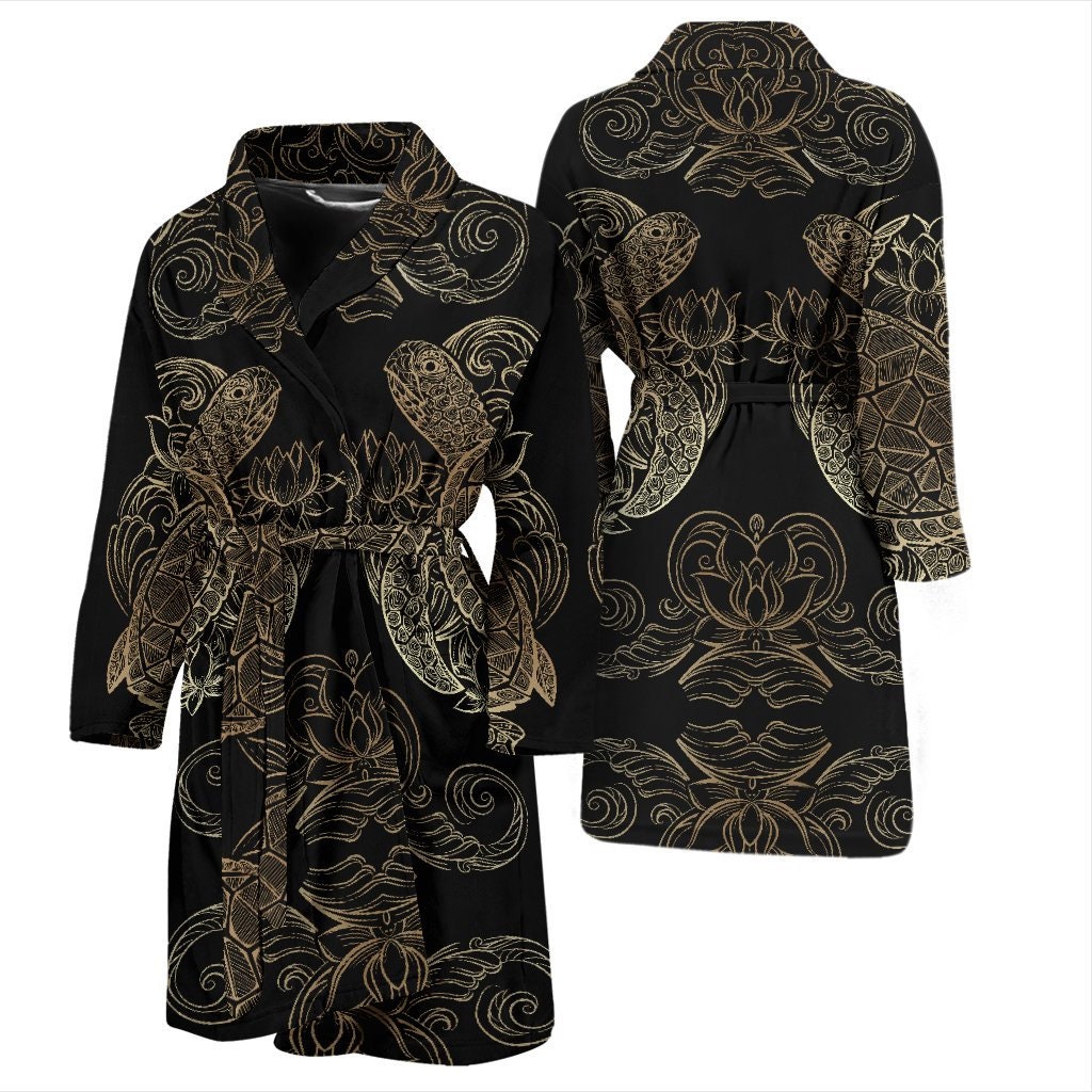 Unique Golden Sea Turtle Lover Bathrobe, Turtle Men and Women Bath Robe ...