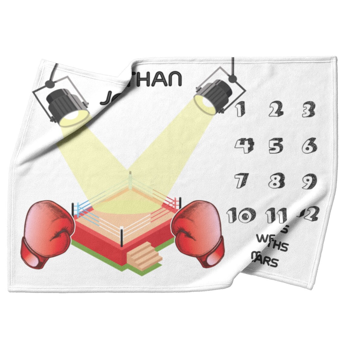 Personalized Boxing Baby Boy Age Tracker Blanket, Boxing Ring Gloves ...