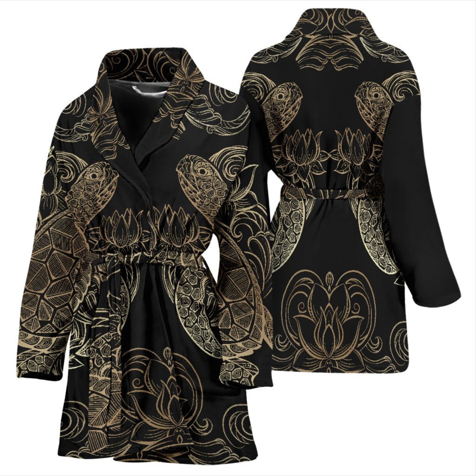 Unique Golden Sea Turtle Lover Bathrobe, Turtle Men and Women Bath Robe ...