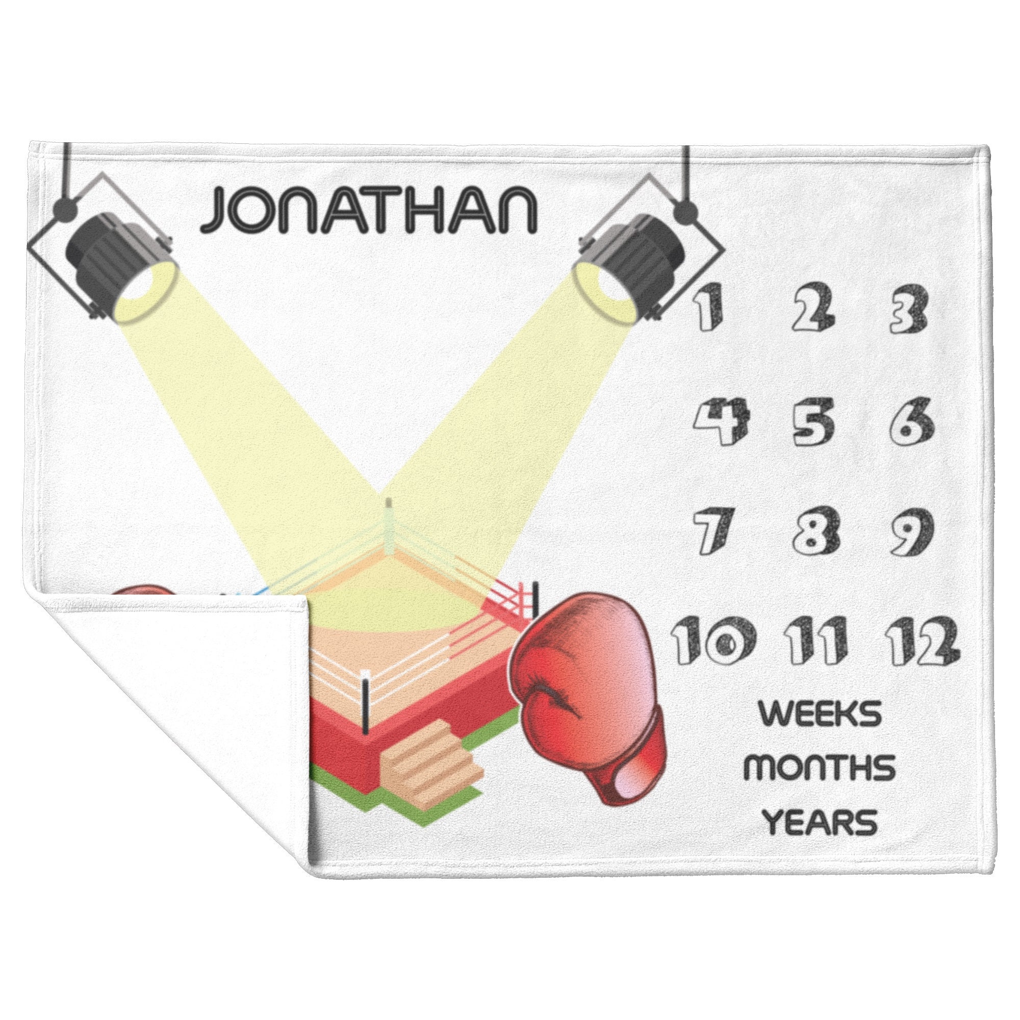 Personalized Boxing Baby Boy Age Tracker Blanket, Boxing Ring Gloves ...