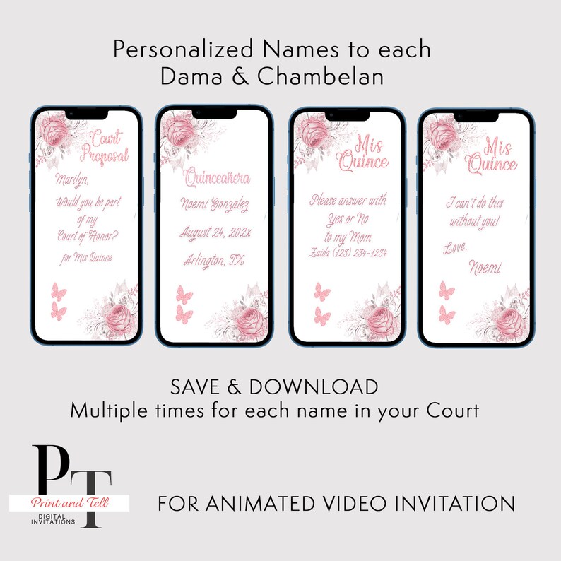 Mis Quince Court of Honor Proposal Card Will You Be My Dama My ...