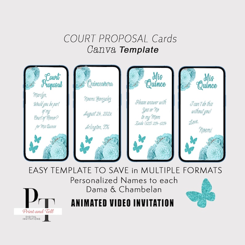 Mis Quince Vídeo Court Proposal Card - Will You Be My Dama My Chambelan ...