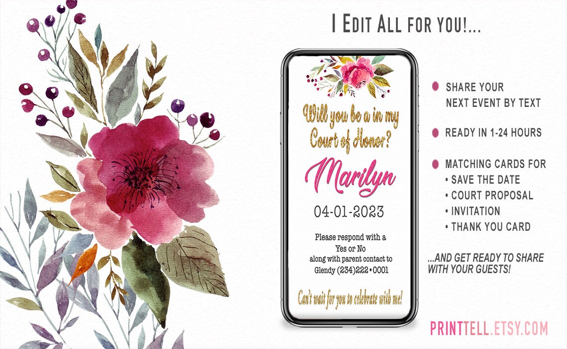 Mis Quince Quinceanera Court Proposal Message Dama - Etsy